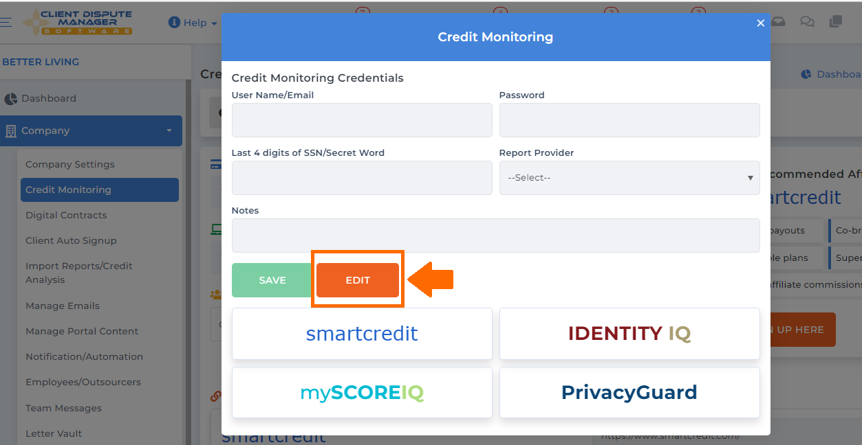 Client Dispute Manager Software Credit Monitoring Feature