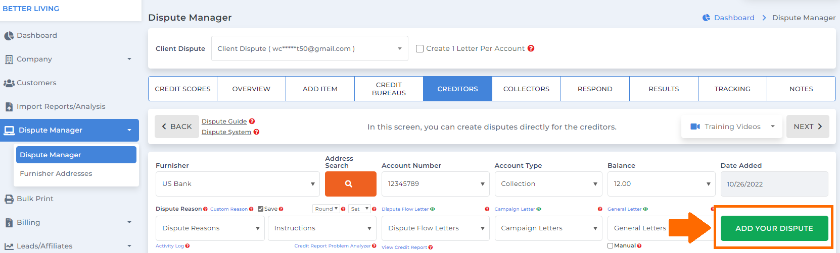 Client Dispute Manager Software Dispute Letters For Creditors
