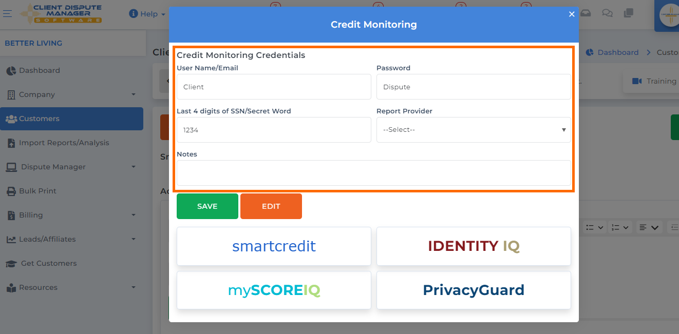 Client Dispute Manager Software Credit Monitoring Feature