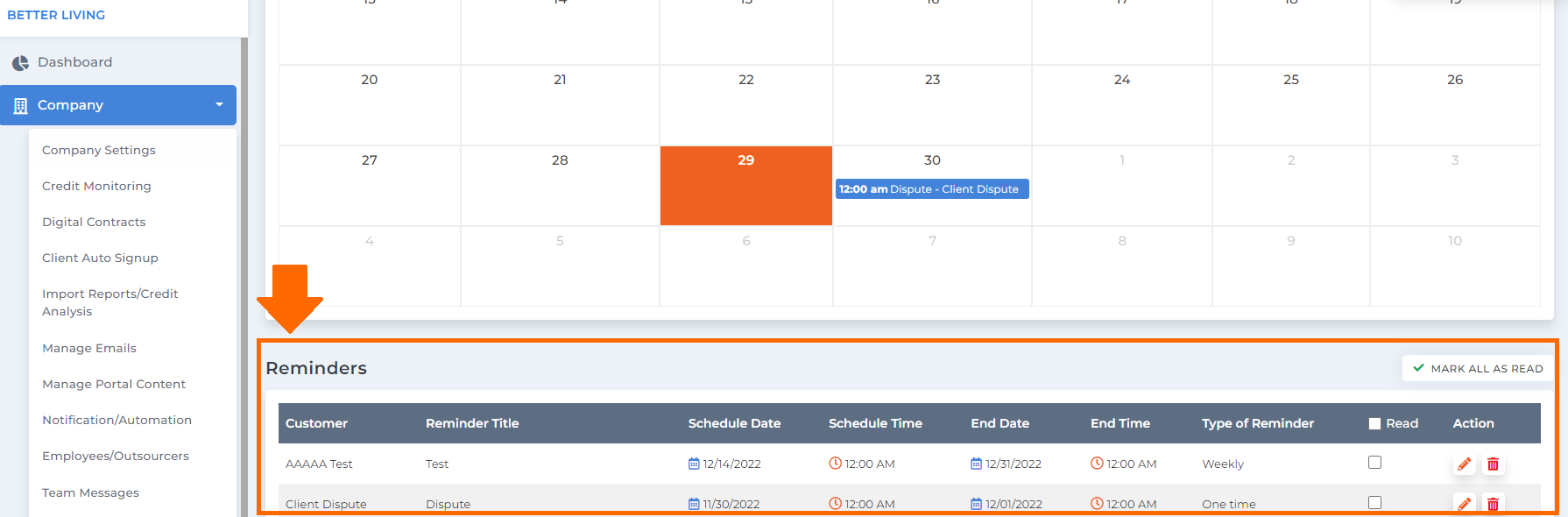 Startup Credit Repair Business: Track Reminders On Calendar