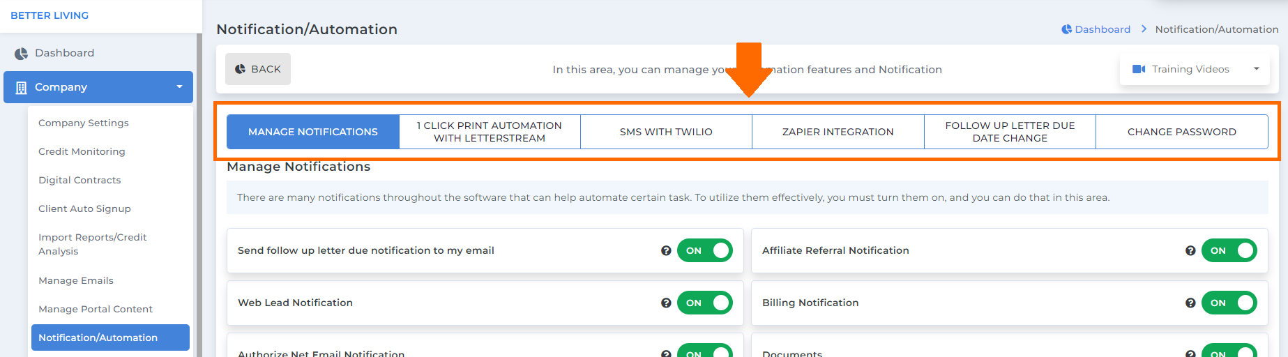 Credit Repair Software For Business: Manage Notifications
