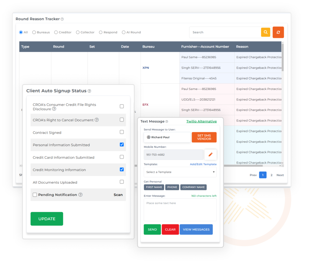 Customer Information Screen in Credit Repair Software
