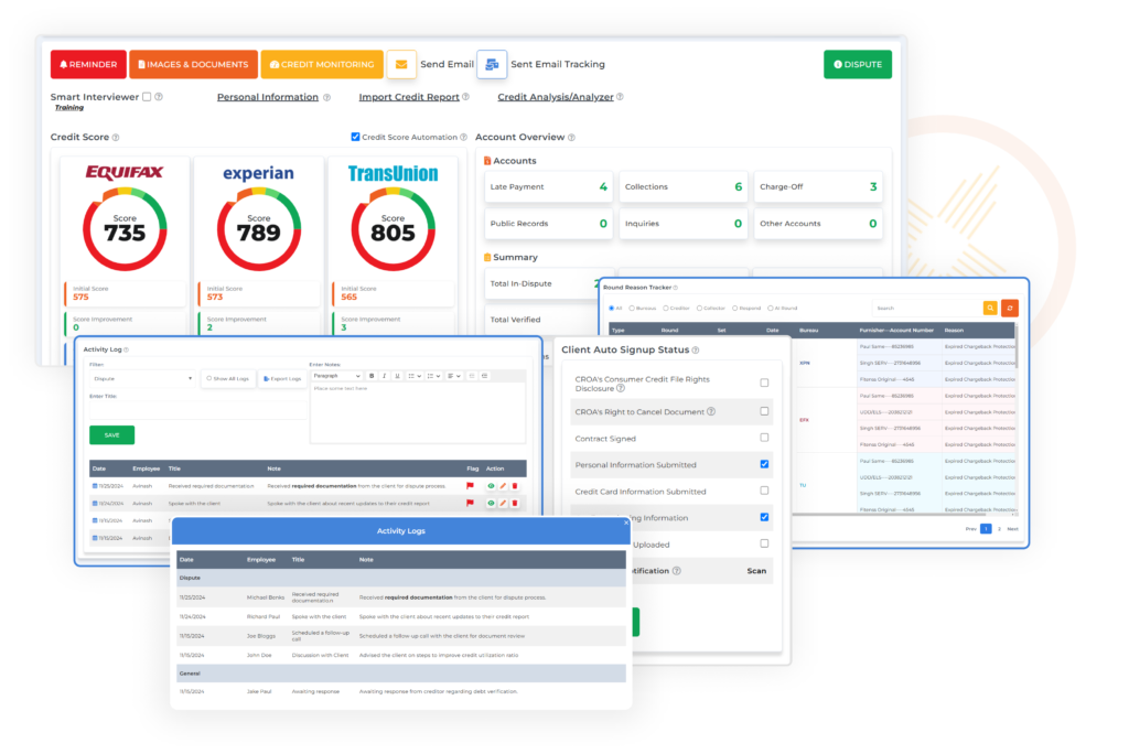 Customer Information Screen in Credit Repair Software